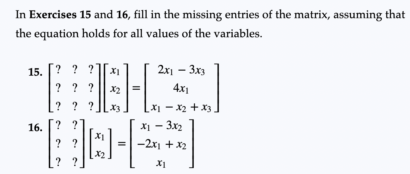 Solved In Exercises 15 and 16, fill in the missing entries | Chegg.com
