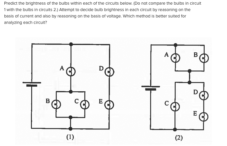 Solved Predict the brightness of the bulbs within each of | Chegg.com