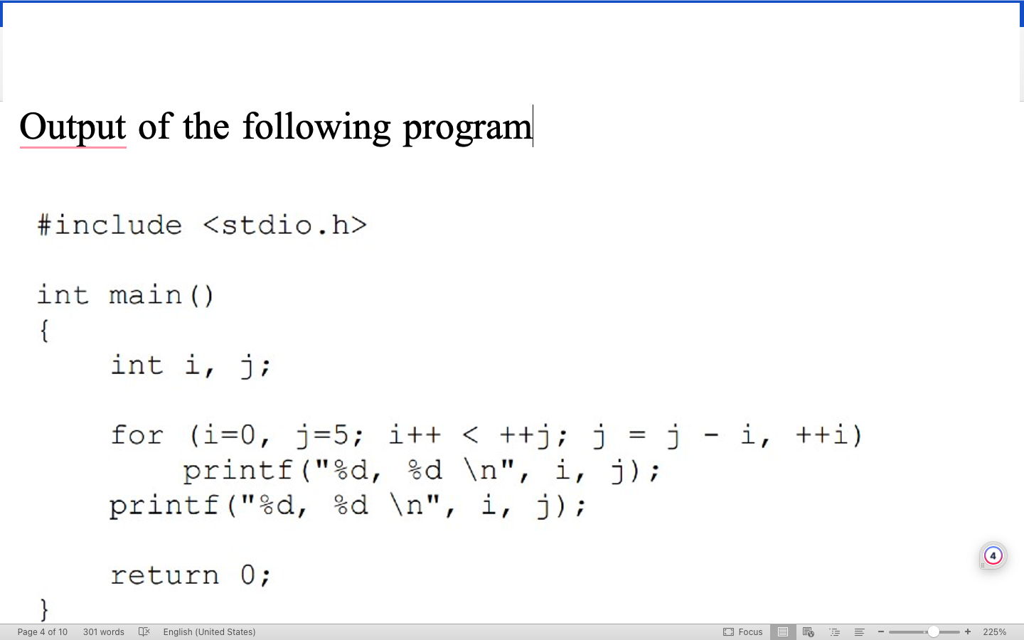 Solved Output of the following program \#include int main() | Chegg.com