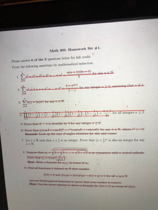 Solved Math 300: Homework Set #1. Please answer 6 of the 9 | Chegg.com