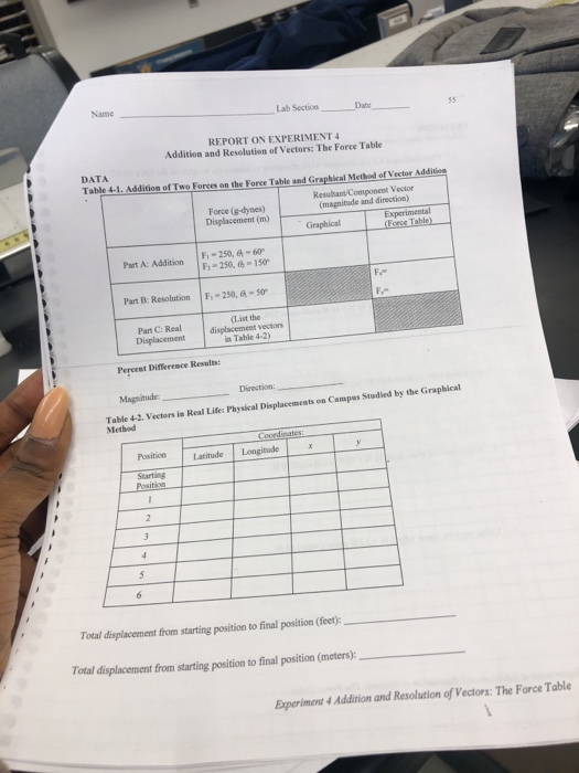 Solved Name Lab SectionDae REPORT ON EXPERIMENT4 Addition | Chegg.com