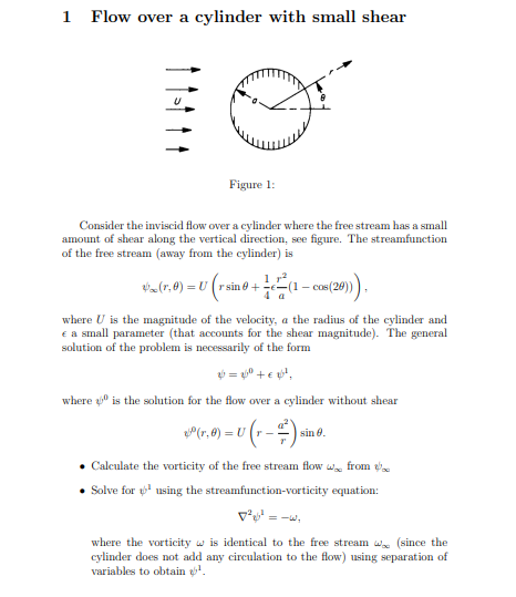 Solved 1 Flow over a cylinder with small shear Figure 1: | Chegg.com