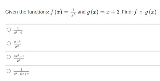 Solved Given the functions: f(x)=x21 and g(x)=x+3. Find: | Chegg.com