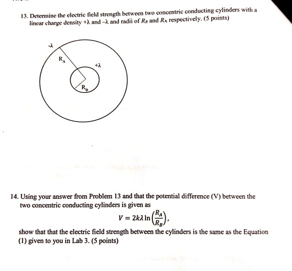 Solved 13. Determine the electric field strength between two | Chegg.com