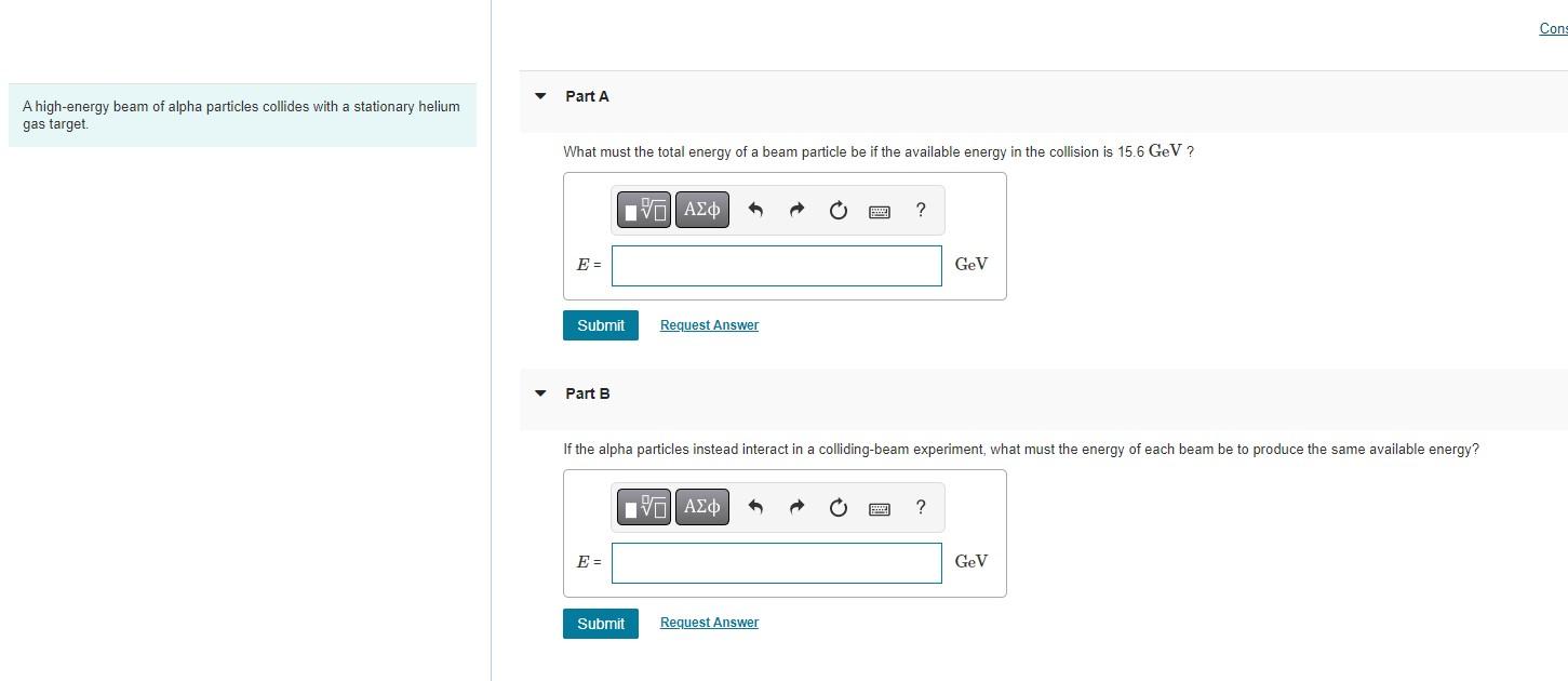 Solved A high-energy beam of alpha particles collides with a | Chegg.com