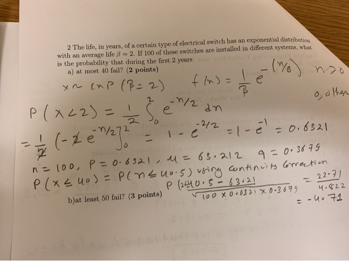 Solved 2 The life, in years, of a certain type of electrical | Chegg.com