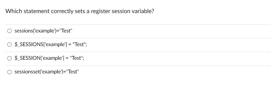 Solved Which statement correctly sets a register session | Chegg.com