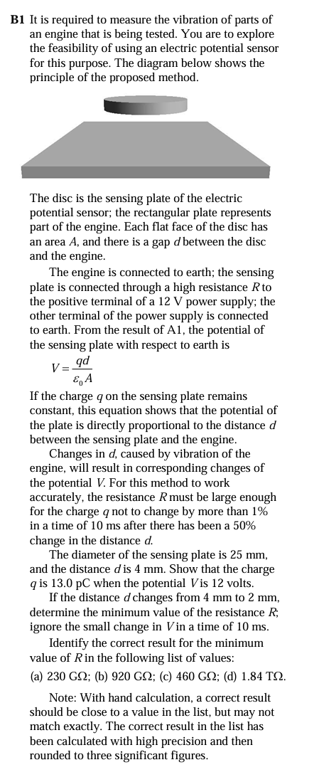 Solved B1 ﻿It is required to measure the vibration of parts | Chegg.com