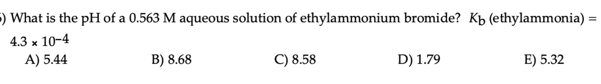 Solved What is the pH ﻿of a 0.563M ﻿aqueous solution of | Chegg.com