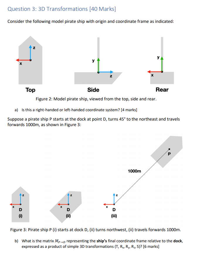 Solved 2D Transformations • T(dx, dy) - translate by dx | Chegg.com