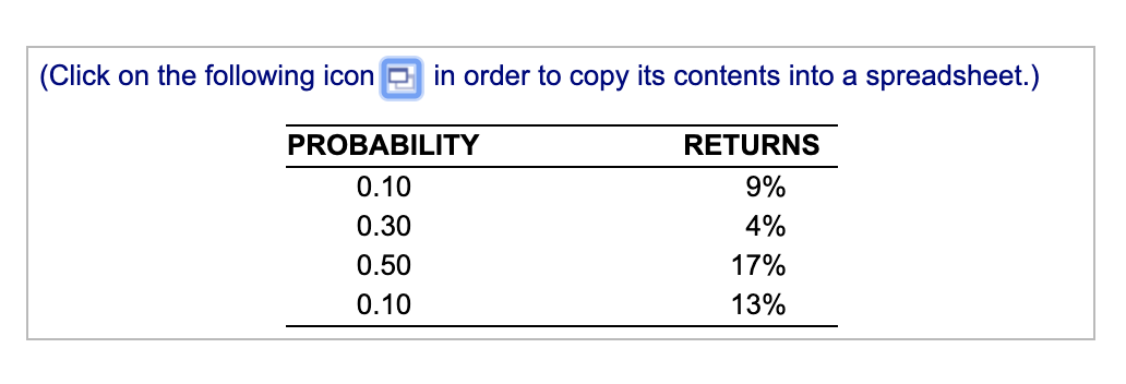 Solved (Standard deviation) Given the probabilities and | Chegg.com