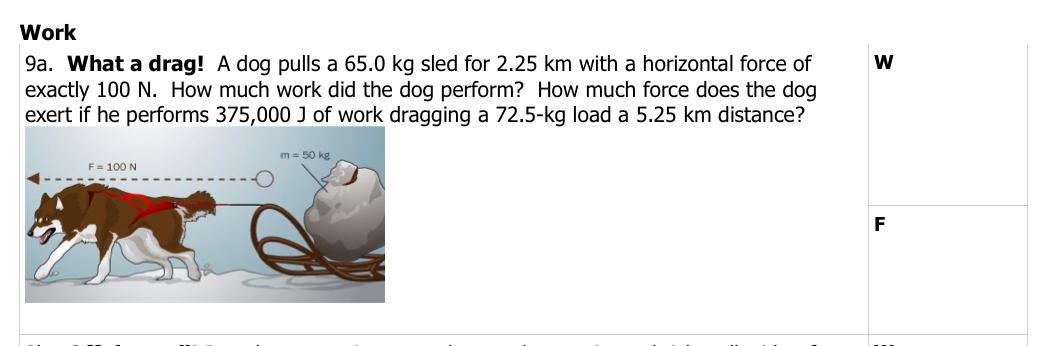 Solved W Work 9a. What a drag! A dog pulls a 65.0 kg sled | Chegg.com