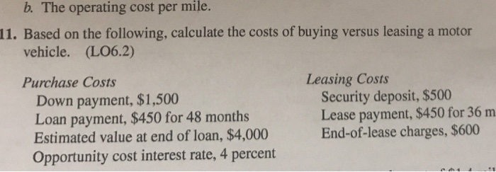 Solved b. The operating cost per mile. 11. Based on the | Chegg.com