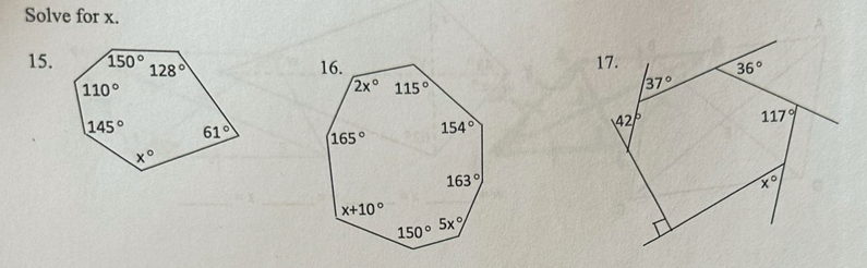 Solved Solve for x. 15. | Chegg.com