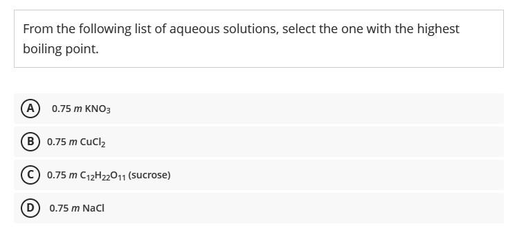 Solved From the following list of aqueous solutions, select | Chegg.com