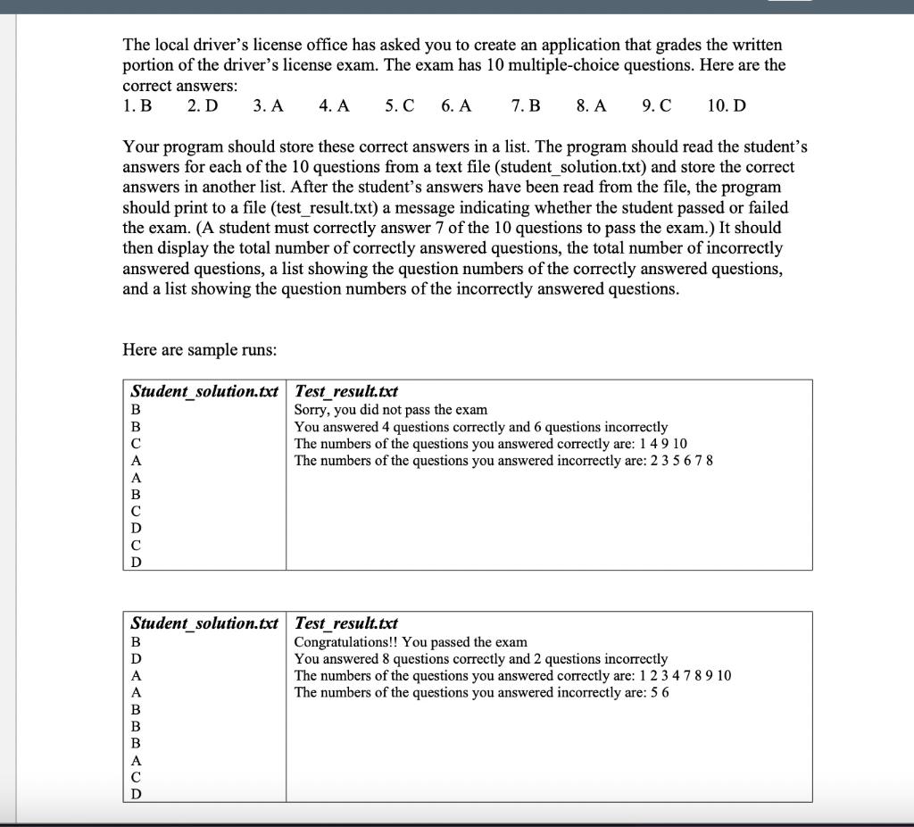 Solved The local driver's license office has asked you to | Chegg.com