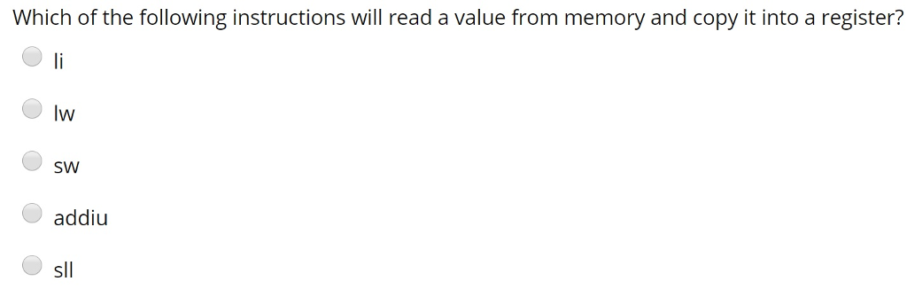 Solved Which of the following instructions will read a value | Chegg.com