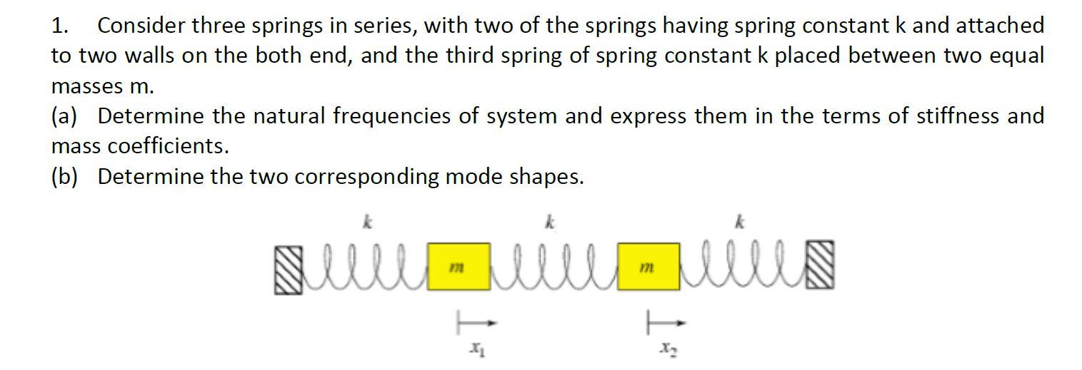 Solved 1. Consider three springs in series, with two of the | Chegg.com