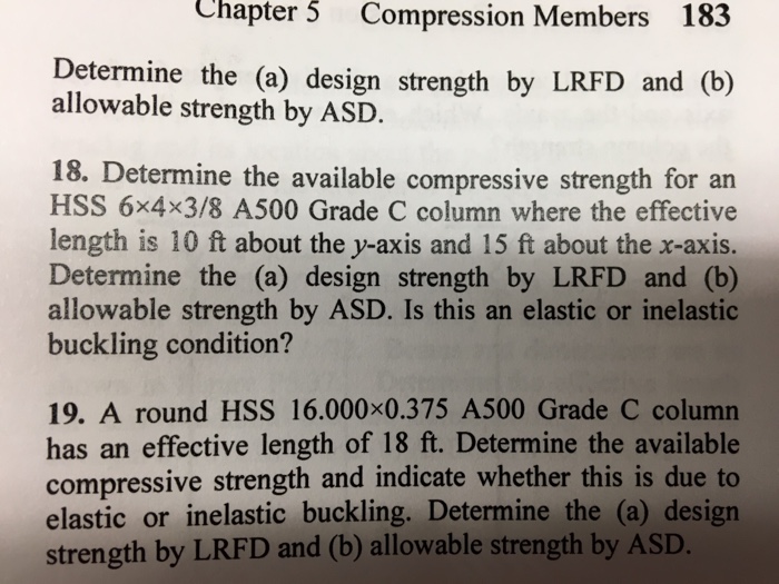 Solved Chapter 5 Compression Members 183 Determine the (a) | Chegg.com