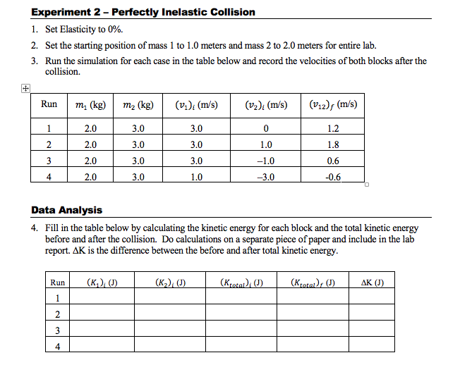 Solved Experiment 2 - Perfectly Inelastic Collision 1. Set | Chegg.com