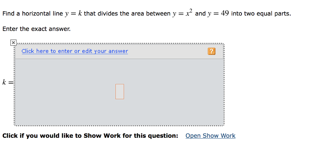 Solved Find a horizontal line y - k that divides the area | Chegg.com Solved Find a horizontal line y - k that divides the area | Chegg.com