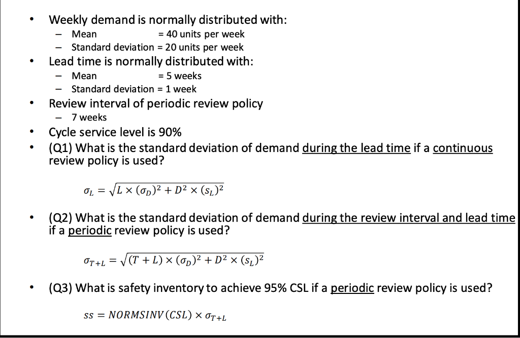 Solved Weekly demand is normally distributed with: - Mean 40 | Chegg.com