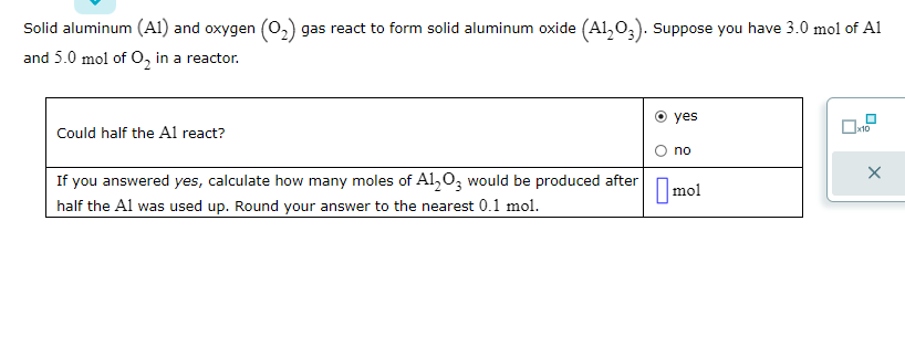 Solved Solid aluminum (Al) and oxygen (O2) gas react to form | Chegg.com