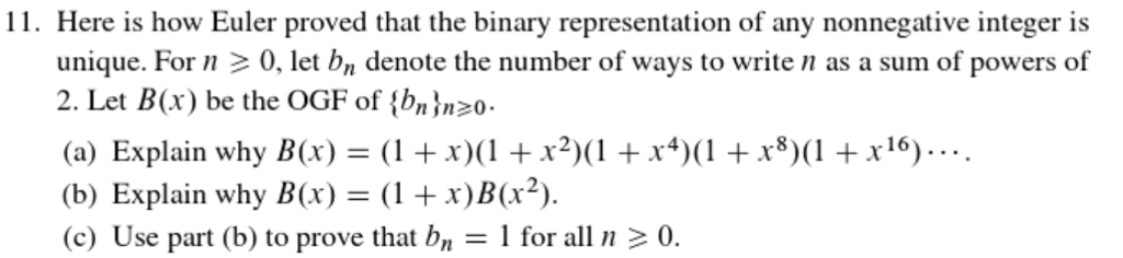Solved 11 Here Is How Euler Proved That The Binary