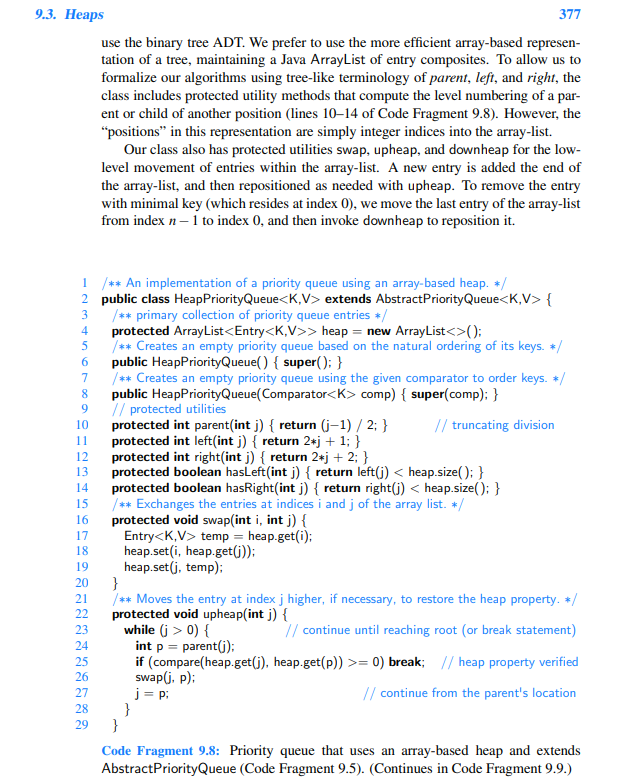 Solved Use the HeapPriorityQueue class on on pp. 377-378 in | Chegg.com