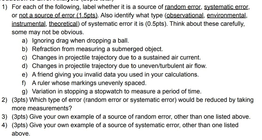 Solved 1) For each of the following, label whether it is a | Chegg.com