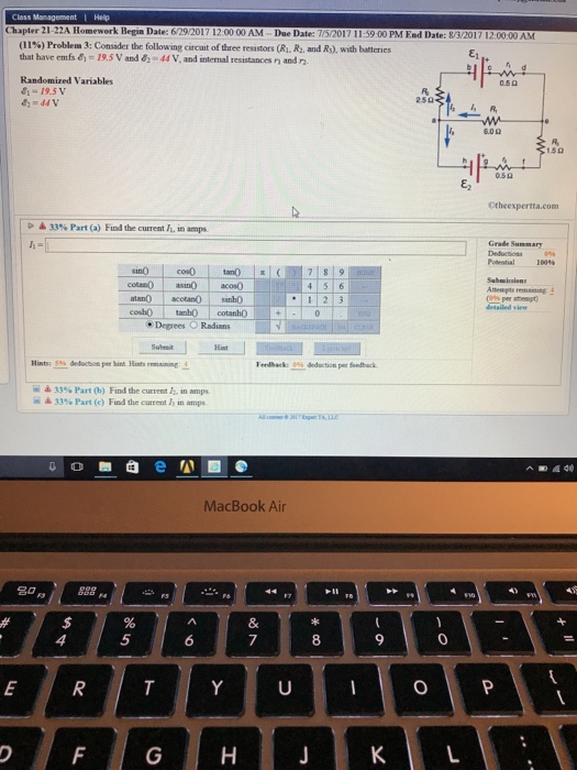 Solved Consider the following circuit of three resistors | Chegg.com