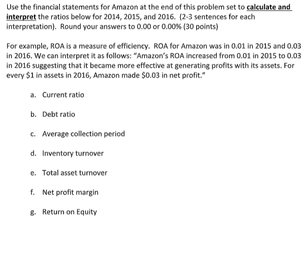 Solved Use the financial statements for Amazon at the end of | Chegg.com