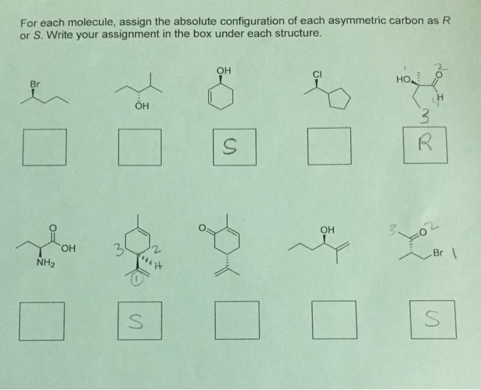Solved For each molecule, assign the absolute configuration | Chegg.com