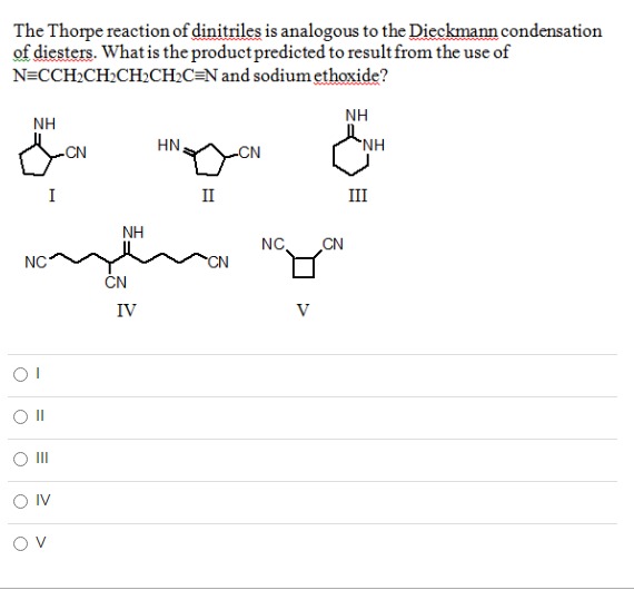 Solved The Thorpe reaction of dinitriles is analogous to the | Chegg.com