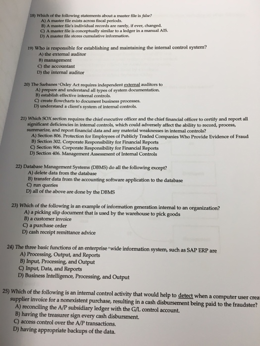 Solved Which of the following statements about a master file | Chegg.com