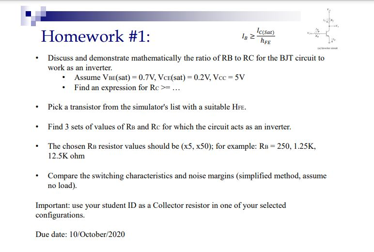 Ic(Sat) Homework #1: Ів hfE Discuss and demonstrate | Chegg.com