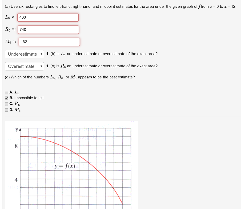 Solved (a) Use six rectangles to find left-hand, right-hand, | Chegg.com