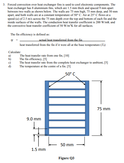 Solved 3. Forced convection over heat exchanger fins is used | Chegg.com