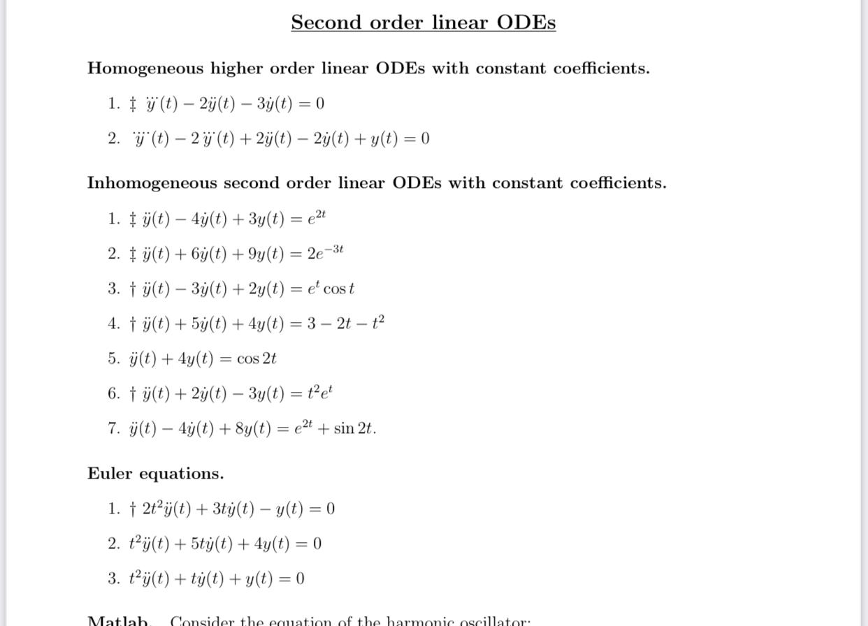 Solved Second Order Linear Odes Homogeneous Higher Order