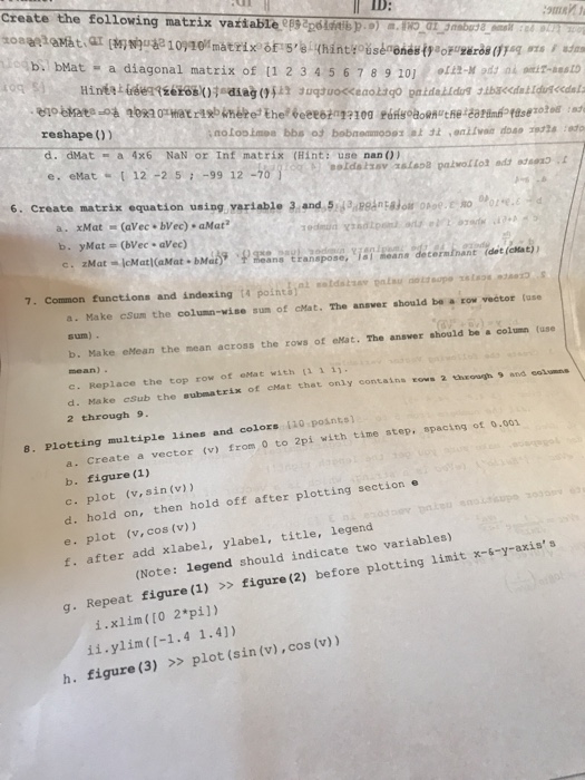 Solved 14e 3. create the following vector variables [5 | Chegg.com