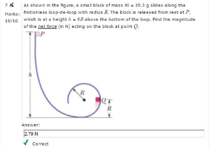 Solved 7?As shown in the figure, a small block of ma s s m = | Chegg.com