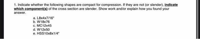 Solved 1. Indicate whether the following shapes are compact | Chegg.com