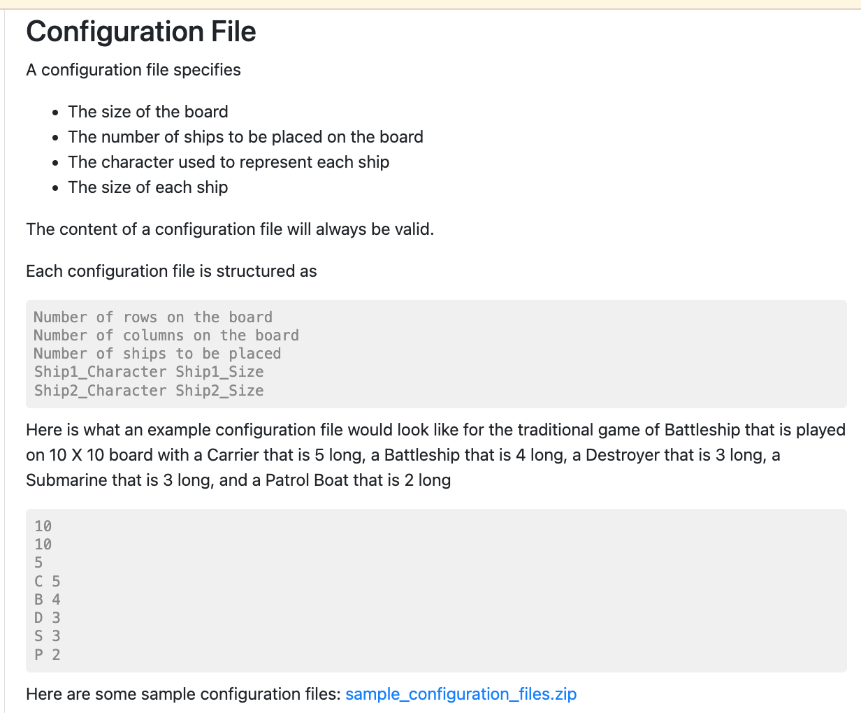 Solved Files to submit - A zipfile named battleship.zip that | Chegg.com
