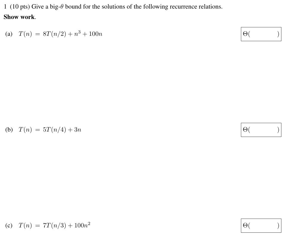 Solved Give a big-theta bound for the solutions of the | Chegg.com