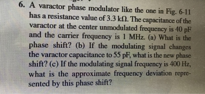 6. A varactor phase modulator like the one in Fig. | Chegg.com