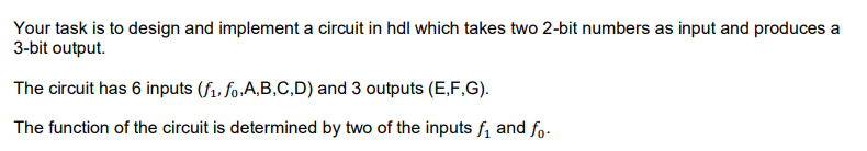 Solved Your task is to design and implement a circuit in hdl | Chegg.com