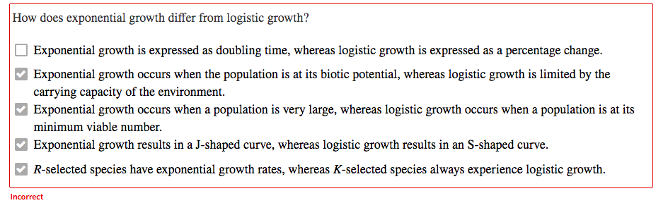 Solved How does exponential growth differ from logistic | Chegg.com