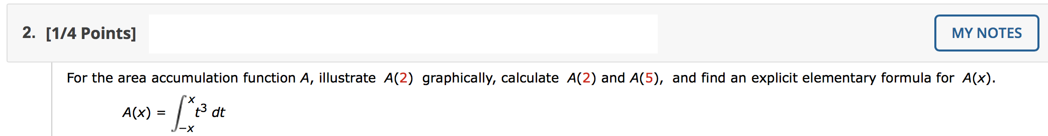 Solved 2. [1/4 Points] MY NOTES For the area accumulation | Chegg.com