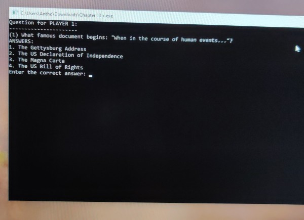 Solved 19. Trivia Game In this programming challenge you | Chegg.com