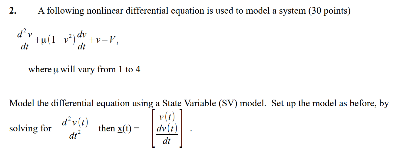 2. A following nonlinear differential equation is | Chegg.com